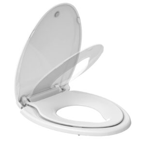 toilet seat, elongated toilet seat with toddler seat built in, potty training toilet seat elongated fits both adult and child, with slow close and magnets- elongated