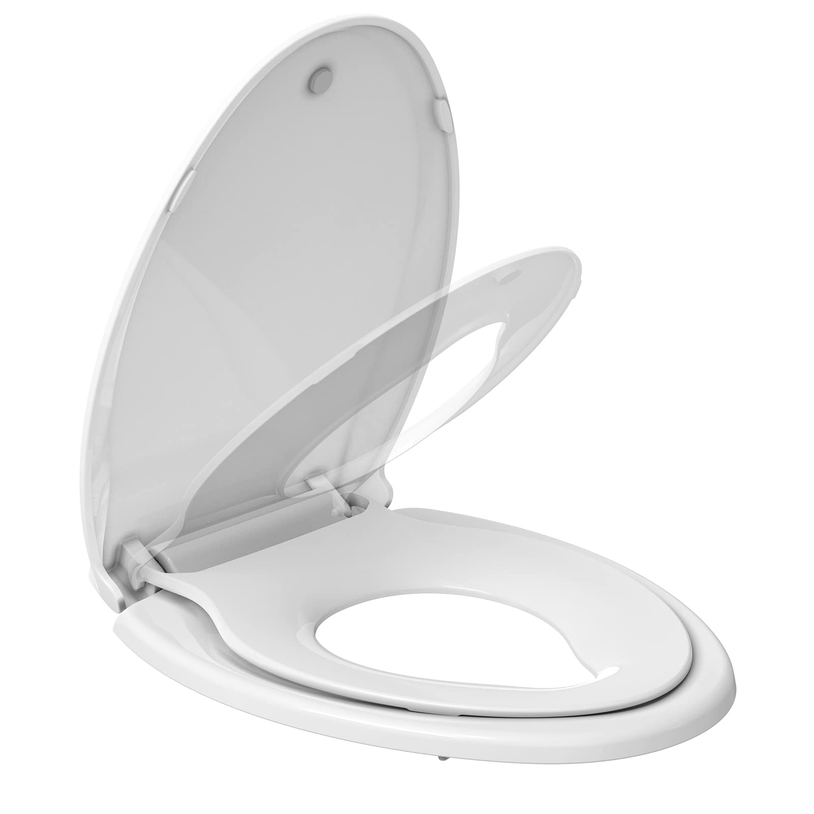 Toilet Seat, Elongated Toilet Seat with Toddler Seat Built in, Potty Training Toilet Seat Elongated Fits Both Adult and Child, with Slow Close and Magnets- Elongated