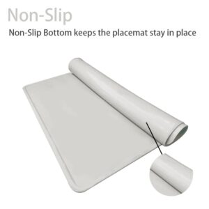 Large Silicone Placemats for Kids Toddlers Baby, KVK 20"x16" Waterproof Placemats for Dining Table, Non Slip, Food Grade Silicone, Dishwasher Safe, 2 Pack, Grey&Wathet