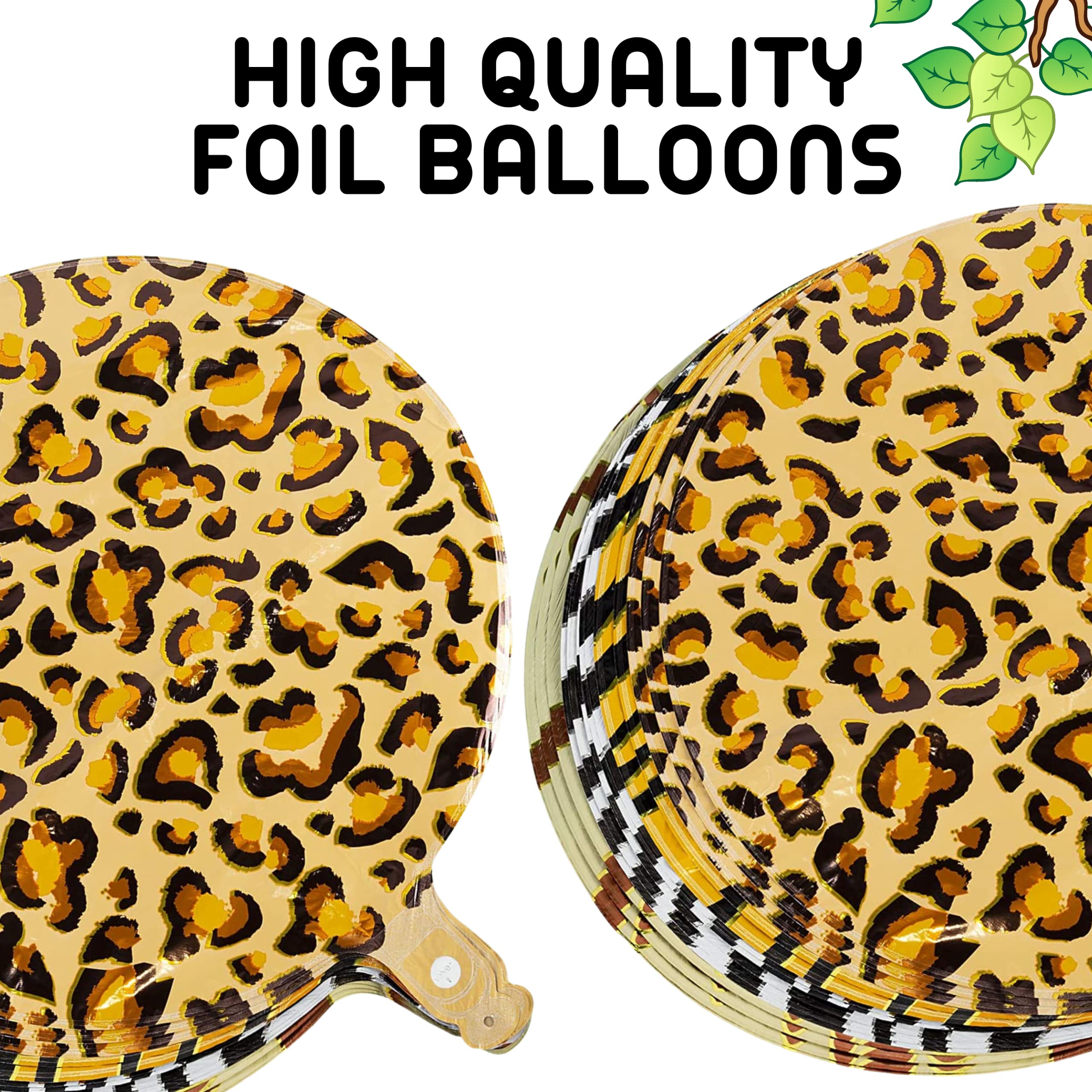 16PCS Animal Pattern Balloons 18 Inch Balloon Foil Wildlife Print Round Mylar Aluminum Balloons Giraffe Tiger Zebra Leopard Print Balloons for Zoo Safari Jungle Theme Birthday Decorations