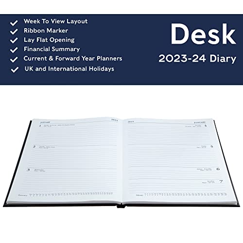 Collins Debden Standard Desk Academic 2023-24 A5 Week to View Mid Year Diary Planner FSC MIX Paper School, College or University Term Journal - July 2023 to July 2024 - Blue - 38M.60-2324