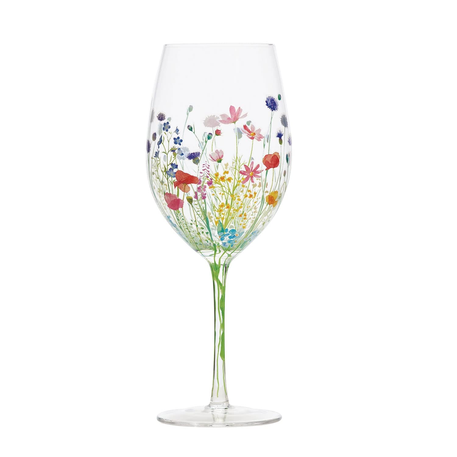 ART & ARTIFACT Wildflower Wine Glasses - Set of 2 Stemmed Drinkware, Floral Design