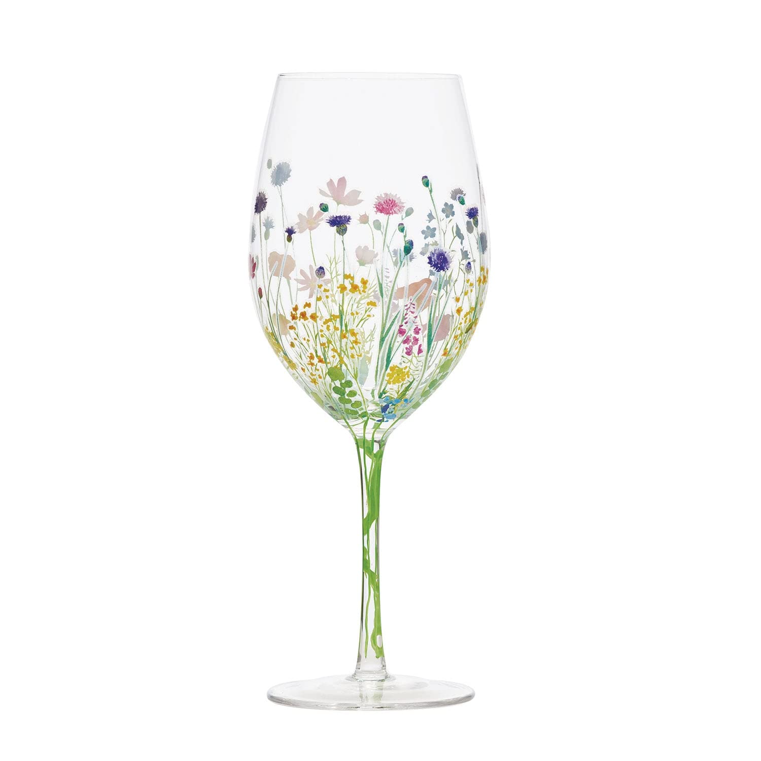 ART & ARTIFACT Wildflower Wine Glasses - Set of 2 Stemmed Drinkware, Floral Design