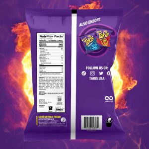 Takis Fuego 17 oz Fiesta Size Bag, Hot Chili Pepper & Lime Flavored Extreme Spicy Rolled Tortilla Chips