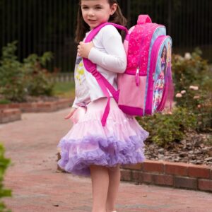 Barbie & Friends Cosplay Backpack, Girls Bookbag with Adjustable Shoulder Straps & Padded Back, 16” School Bag w/3D Skirt and Metallic Fabric Tiara.