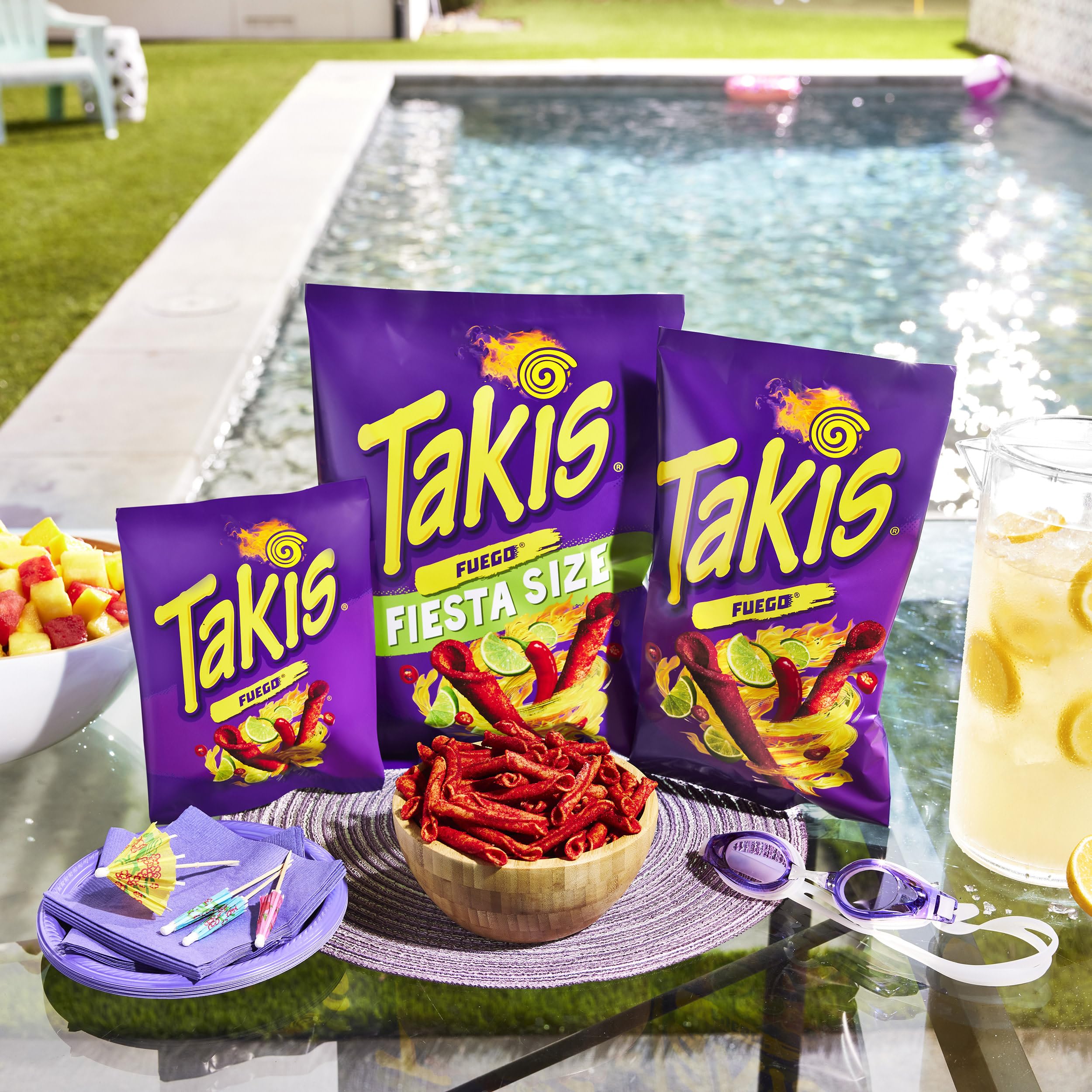 Takis Fuego 17 oz Fiesta Size Bag, Hot Chili Pepper & Lime Flavored Extreme Spicy Rolled Tortilla Chips