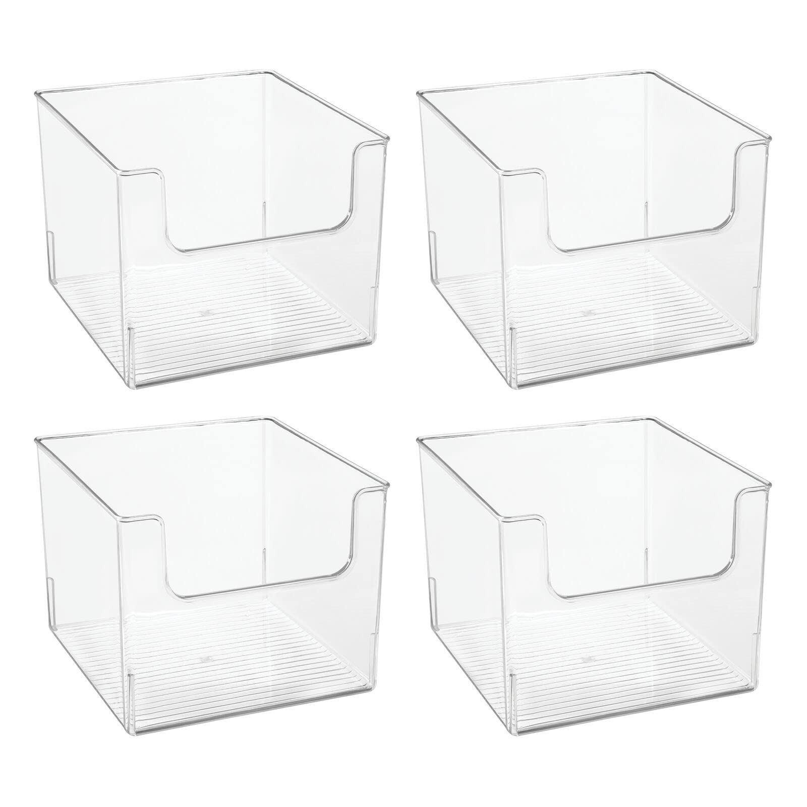 mDesign Plastic Toy Storage Bin Box Container with Front Dip for Easy Access - Organize Games/Accessories in Kids Playroom, Closet, Cabinets, Shelves, Ligne Collection, 4 Pack, Clear