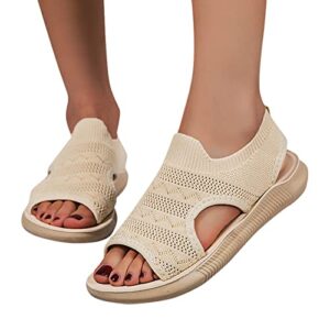 USYFAKGH Womens Slide Sandal Women Ladies Flat Roman Style Strap Flip Flops Sandals Casual Slip On Shoes