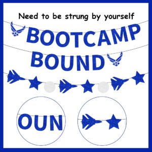 Air Force Decorations, Air Force Bootcamp Bound Party Decorations Glitter Bootcamp Bound Banner, Boot Camp Bound Cake Topper, Air Force Cupcake Topper for Military Retirement Theme Farewell Party