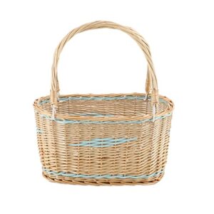 wicker woven basket,storage basket with handle,large storage baskets for fall decor, easter, picnics, gifts, home decor (willow)