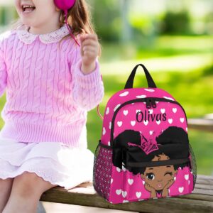 RIRIX Custom Toddler Backpack Personalized Backpack, Customized Kids Backpack Afro Girl School Bag Bookbag