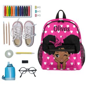 RIRIX Custom Toddler Backpack Personalized Backpack, Customized Kids Backpack Afro Girl School Bag Bookbag