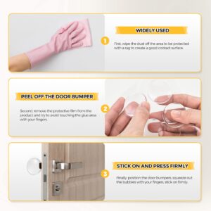 Door Stopper Wall Protector, Door Bumpers for Walls with Strong Back Adhesive Door Knob Wall Protector for Kitchen Cabinets (Clear, 6pcs)