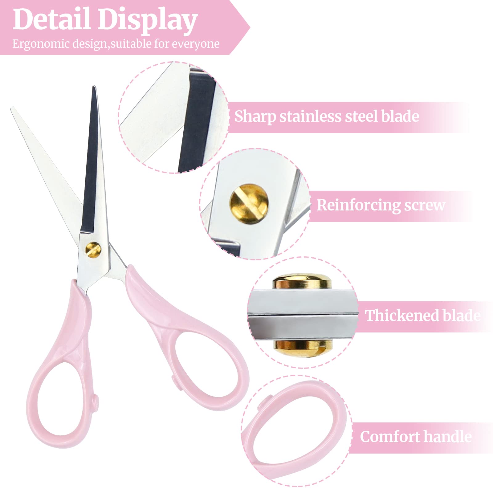 Scissors All Purpose Craft Scissors, Light Pink Multipurpose Fabric Scissors Sewing Scissors Sharp Scissors for Office (Light Pink)