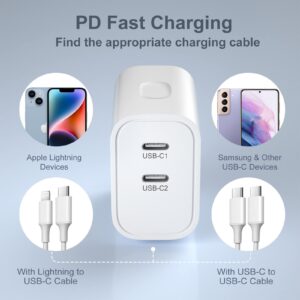 20W USB C Wall Charger Block, Costyle 3 Pack Dual Port USB C Charging Block Brick, Double C Type Charger Block for iPhone 15 Pro 15 Plus 11 12 13 14 15 Pro Max XS XR iPad Airpods Pro(White)