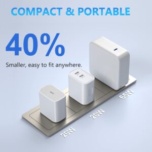 20W USB C Wall Charger Block, Costyle 3 Pack Dual Port USB C Charging Block Brick, Double C Type Charger Block for iPhone 15 Pro 15 Plus 11 12 13 14 15 Pro Max XS XR iPad Airpods Pro(White)