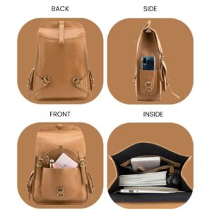 Handmade World Vintage Full Grain 20 Inch Leather Laptop Backpack Casual Bookbag Daypack Camping Travel Rucksack Knapsack (Camel Brown)