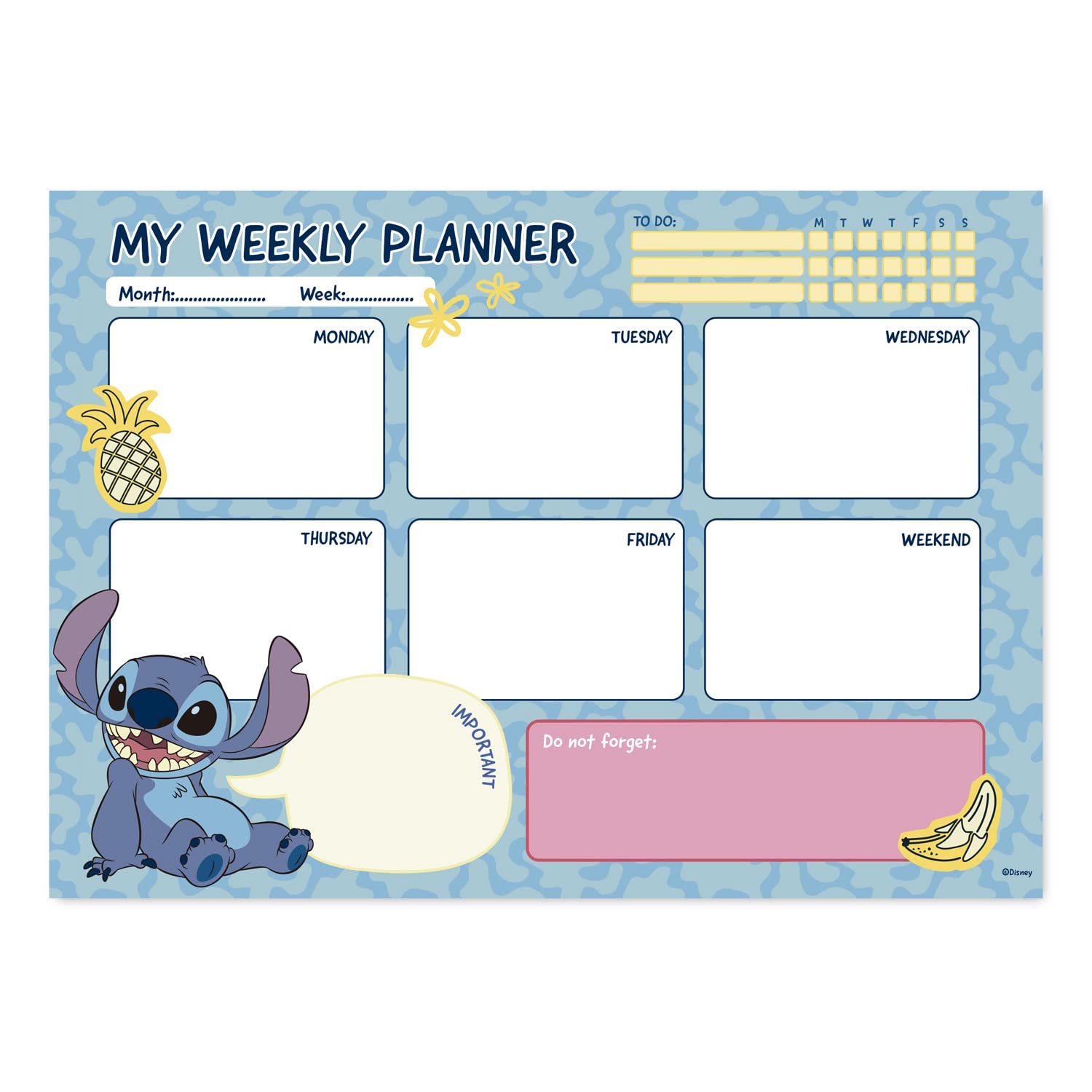 Grupo Erik Disney Stitch Tropical Weekly Planner A4 | Desk Calendar | Family Calendar | 54 Tear Off Pages | Organiser Planner | Weekly Planner Pad Tear Off | Stitch Disney Gifts