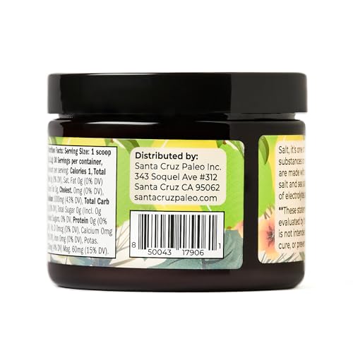 Santa Cruz Paleo Real Salt Electrolytes Powder, Lemon Lime, Hydration Drink Mix Made with Himalayan Pink Salt, Sea Salt, Magnesium Glycinate, Gluten & Sugar Free, Keto, Paleo, 30 Servings, 1 Jar