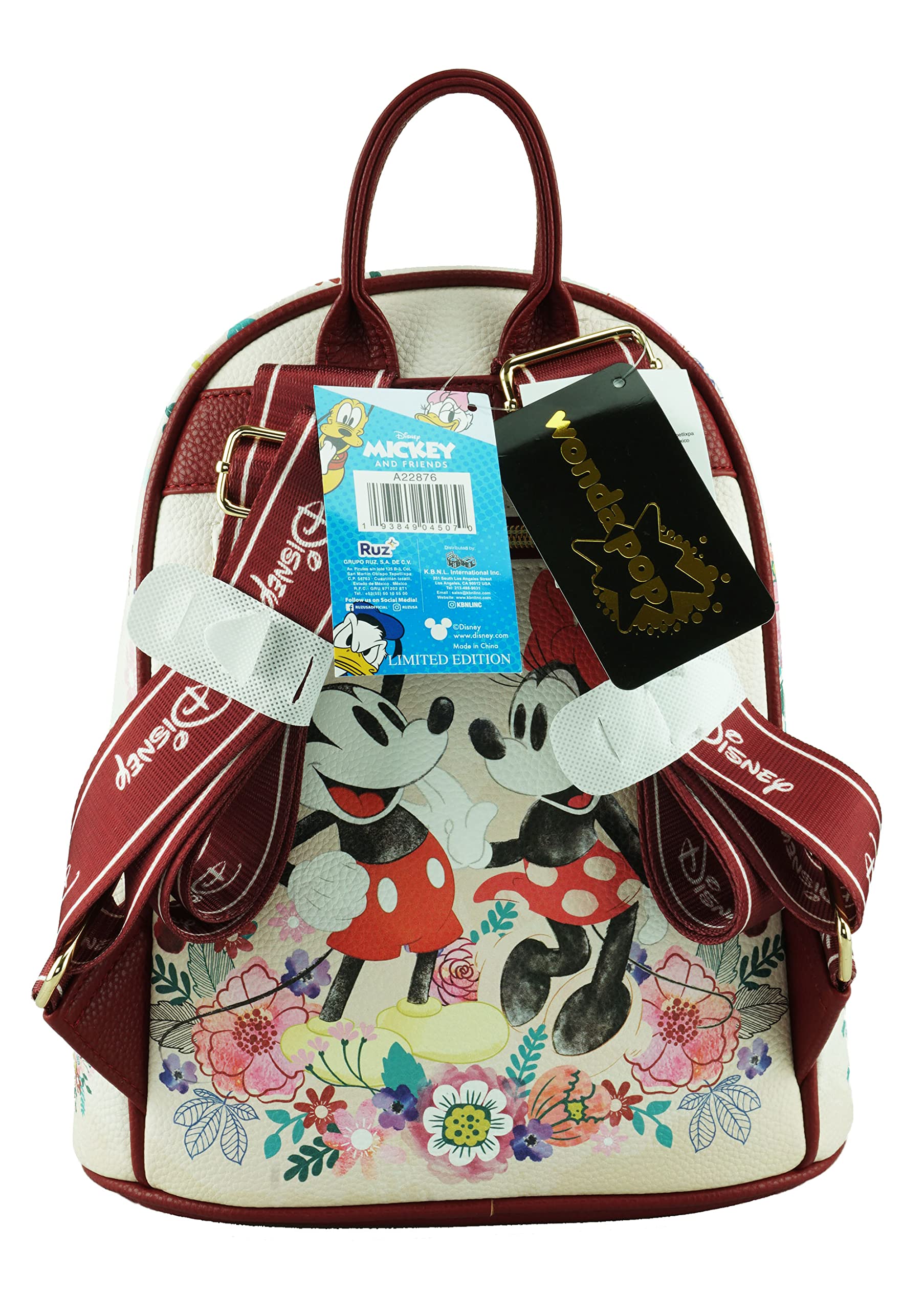 Wondapop Disney Mickey and Minnie Mouse 11" Vegan Leather Fashion Mini Backpack