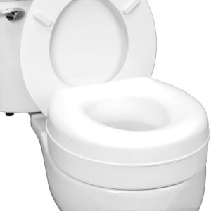 healthsmart raised toilet seat riser that fits most standard (round) toilet bowls for enhanced comfort and elevation with slip resistant pads, 15.7 x 15.2 x 6.1"