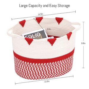 Red heart storage basket, cotton rope storage, Snack Storage, Book Storage, Clothes Storage, Dirty Laundry Basket