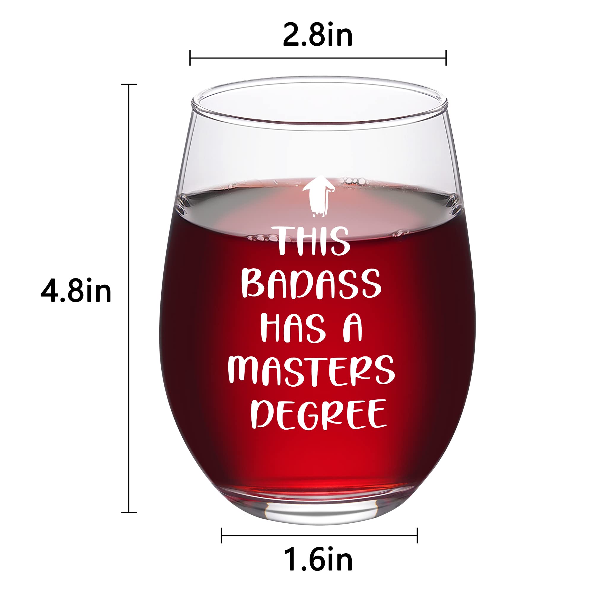 DAZLUTE Graduation Gifts, This Badass Has a Masters Degree Stemless Wine Glass for Her Women Sister Friends Graduates School Students Graduation Party, Masters Degree Graduation Gifts for Her, 17Oz