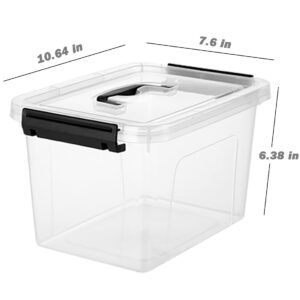 YYXB 4 Pack Plastic Storage Bins with Lids and Handle, Clear Plastic Latching Box for Storage, Stackable Storage Containers for Organizing, 5 Quart