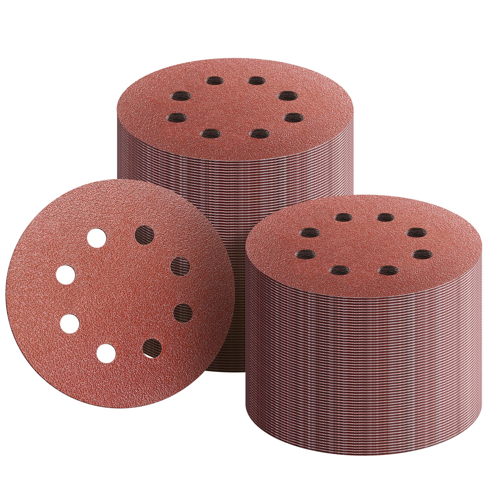 Facoow 150 PCS 5 in Sanding Discs 8 Hole Hook and Loop Sanding Discs 40 60 80 120 180 240 320 400 600 Grit Sandpaper Assortment for Random Orbital Sander