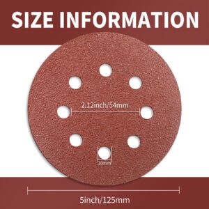 Facoow 150 PCS 5 in Sanding Discs 8 Hole Hook and Loop Sanding Discs 40 60 80 120 180 240 320 400 600 Grit Sandpaper Assortment for Random Orbital Sander