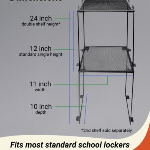 Piffny Versatile Metal Mesh Organizer Shelf, Stackable, for Standard Size School Lockers, Also for Gym and Work Lockers, or Even Kitchen Cabinets & Under Sink Organization