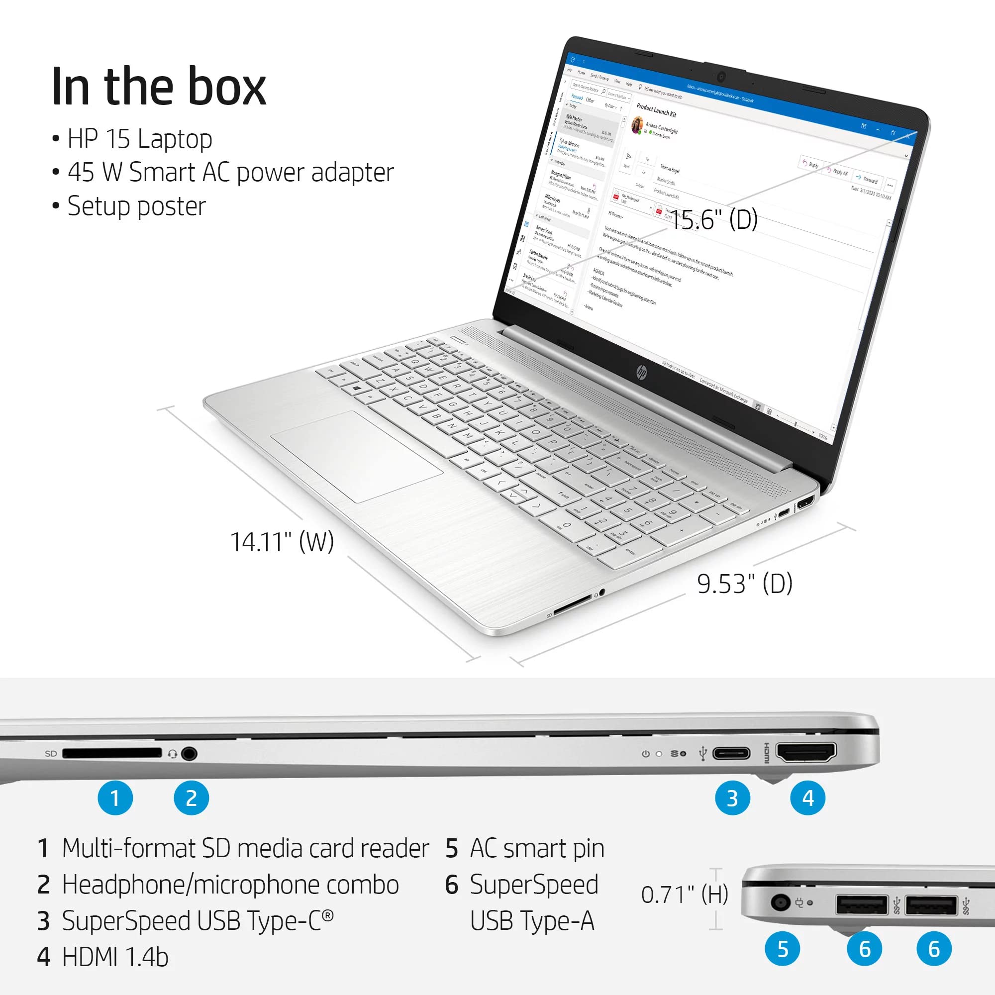 HP 2023 Newest 15.6’’ FHD Screen Laptop, Quad Core Intel i5-1135G7 (Beat i7-1065G7,Upto 4.2GHz), Iris Xe Graphics, 16GB RAM, 1TB SSD, HD Webcam, WiFi 6, 9+ Hours Battery, Winows 11+Marxsolcables