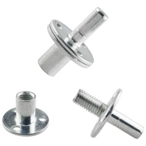 jianling 2pcs metal m12 bed post connector bed column bedpost connector screw-in t-nut bedpost connector screw butt nut, silver tone