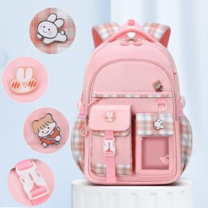 HUIHSVHA Kawaii Backpack, Cute Pink Large Capacity School Laptop Bag, Casual Travel Daypack Bookbag for Teens Girls Students