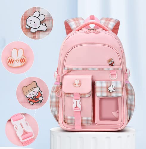 HUIHSVHA Kawaii Backpack, Cute Pink Large Capacity School Laptop Bag, Casual Travel Daypack Bookbag for Teens Girls Students