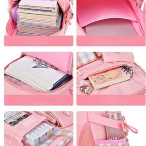 HUIHSVHA Kawaii Backpack, Cute Pink Large Capacity School Laptop Bag, Casual Travel Daypack Bookbag for Teens Girls Students