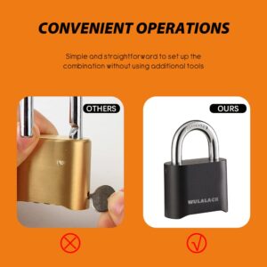 WULALACK Outdoor Combination Lock, Heavy Duty Weatherproof Pad Locks with Code, Resettable Padlock Combination for Sheds Fence, Gate Hasps, Storage Unit