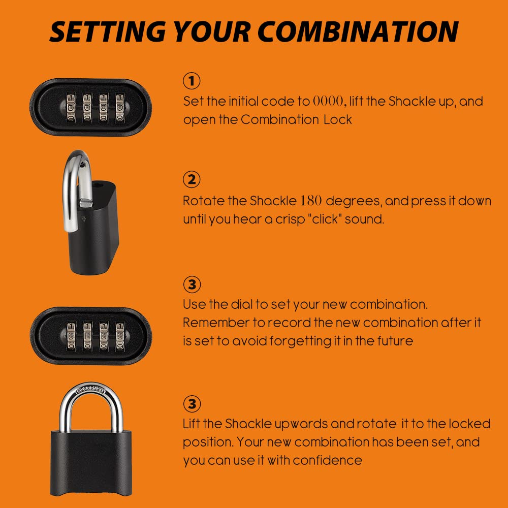 WULALACK Outdoor Combination Lock, Heavy Duty Weatherproof Pad Locks with Code, Resettable Padlock Combination for Sheds Fence, Gate Hasps, Storage Unit