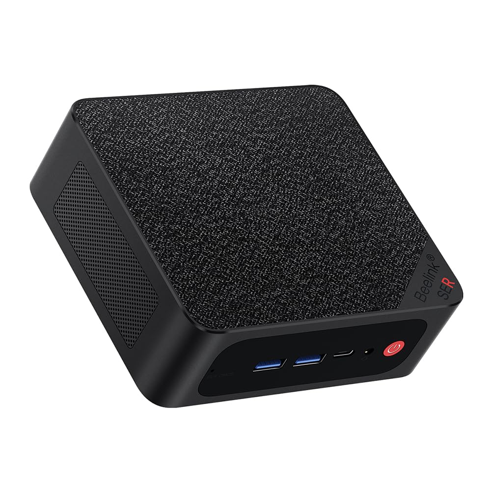 Beelink SER5 MAX Mini PC, Mini Computers with AMD Ryzen 7 5800H (8C/16T up to 4.4Ghz), 16G DDR4+500G M.2 2280 NVMe SSD, WiFi 6, 1000Mbps, BT 5.2, 4K, DP, Type-C, Radeon Graphics, TDP up to 54W