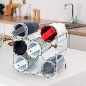 Sisfung Water Bottle Organizer for Cabinet, Water Bottle Holder for Kitchen Storage (4 Tier).