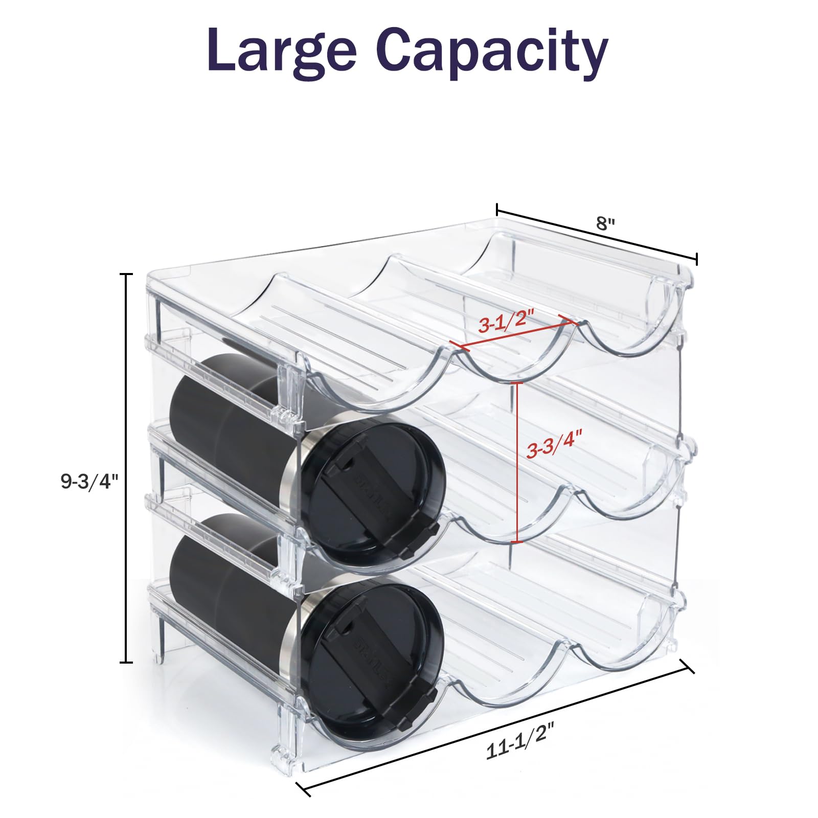 Sisfung Water Bottle Organizer for Cabinet, Water Bottle Holder for Kitchen Storage (4 Tier).