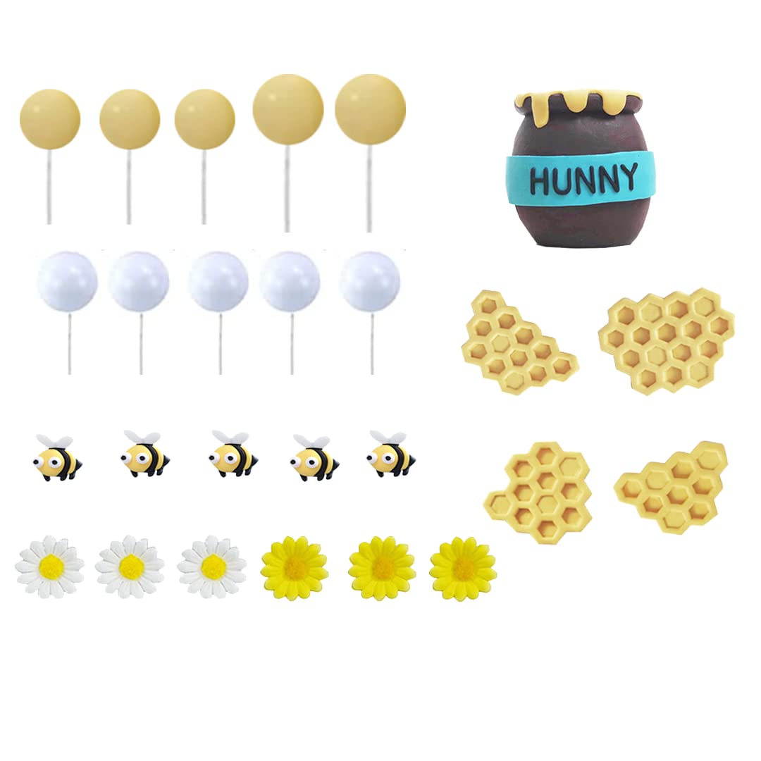 Honey Jar Cake Topper Honeycomb Cake Topper for Birthday Baby Shower