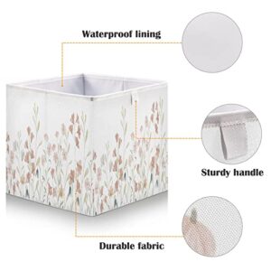 Kigai Wildflowers Cube Storage Bins - 11x11x11 In Large Foldable Storage Basket Fabric Storage Baskes Organizer for Toys, Books, Shelves, Closet, Home Decor