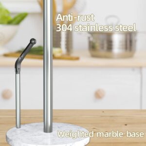 Paper Towel Holder Countertop,Marble Paper Towel Stand with Weighted Base,One-Handed Operation Standing Paper Towel Roll Holder for Kitchen Organization(Brushed Nickel)