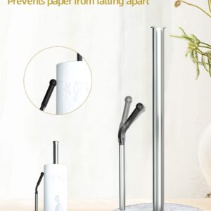 Paper Towel Holder Countertop,Marble Paper Towel Stand with Weighted Base,One-Handed Operation Standing Paper Towel Roll Holder for Kitchen Organization(Brushed Nickel)