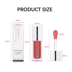 Hydrating Lip Glow Oil, Plumping Lip Gloss, Moisturizing Lip Oil Gloss, Transparent Moisturizing Lip Balm, Natural Lip Plumper, Lip Plumper Gloss Make Lips Fuller and Moisturizing (Rosewood)