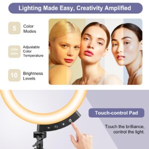 Sensyne 12" Ring Light with 62" Tripod Stand, LED Selfie Circle Light with Strong Magnectic Phone Holder Compatible with Cellphones for Live Stream/Recording/Photography/YouTube/TikTok