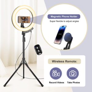 Sensyne 12" Ring Light with 62" Tripod Stand, LED Selfie Circle Light with Strong Magnectic Phone Holder Compatible with Cellphones for Live Stream/Recording/Photography/YouTube/TikTok