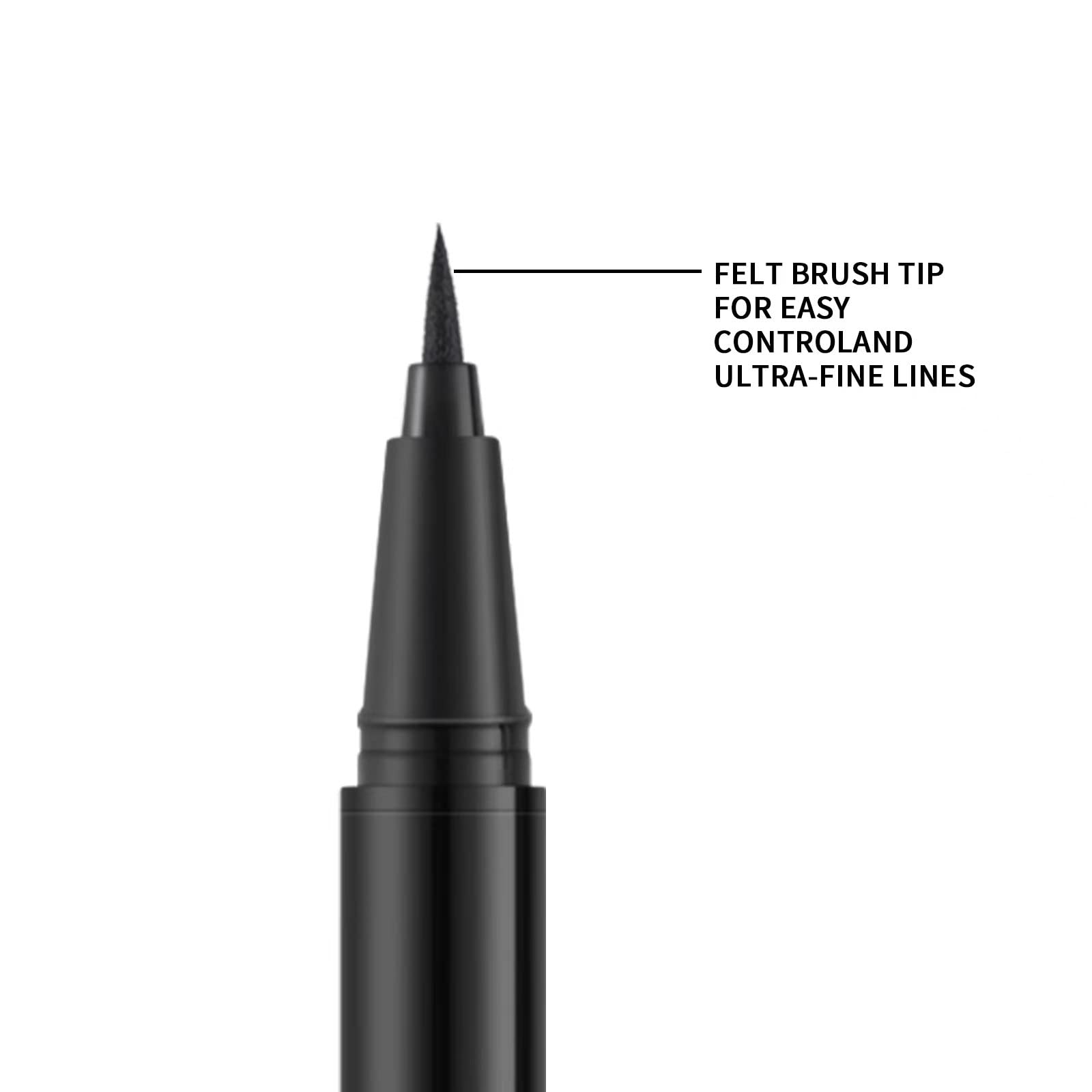 LAVONE Eyeliner-Liquid Waterproof Eyeliner Makeup | Quick Drying | Ultra-Fine Tip | Smudge-Proof Formula for Long-Lasting Eye Makeup, with Hair Clips – Black