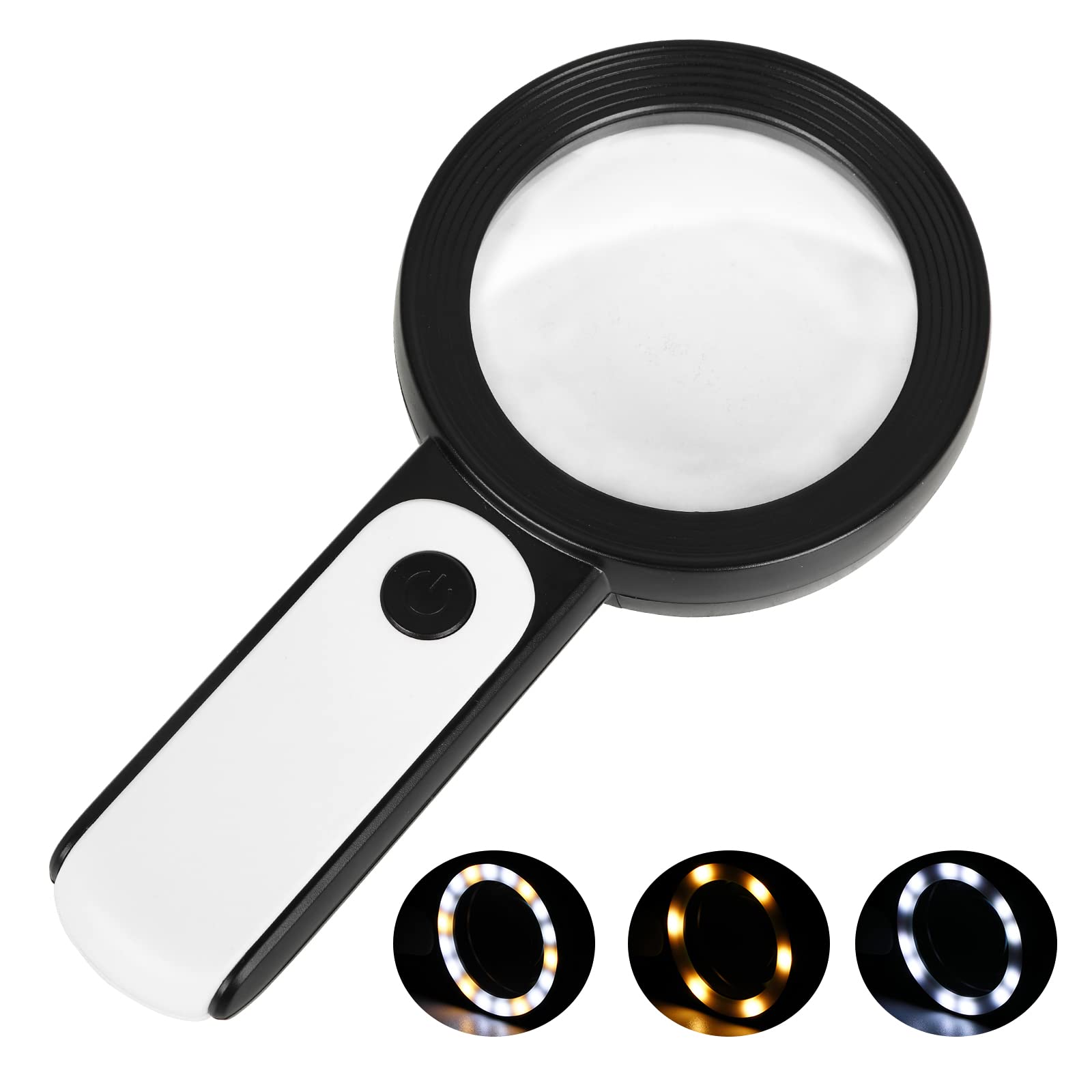 Magnifying Glass 18 LED Lights, High Magnification Illuminated Lighted Magnifier for Low Vision Seniors Reading, Macular Degeneration, Soldering, Inspection, Coins, Jewelry, Exploring